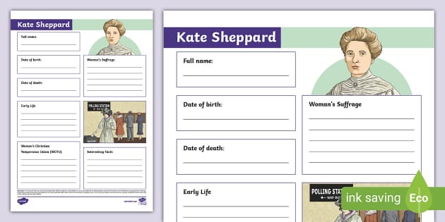 * NEW * Kate Sheppard Fact File Template - Twinkl