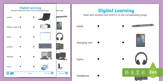 Digital Learning Matching Worksheet (professor feito) Digital Learning Matching Worksheet (professor feito)