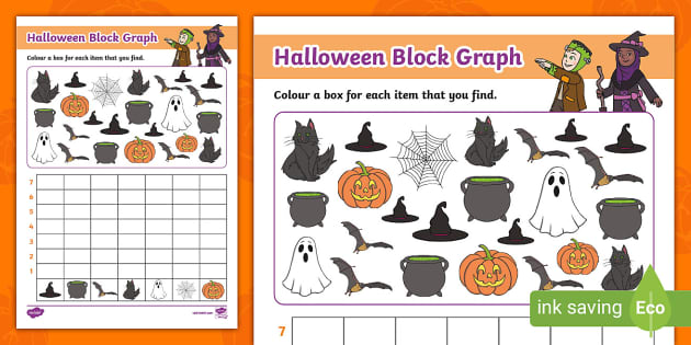 Halloween Block Graph Activity Sheet (teacher made) - Twinkl