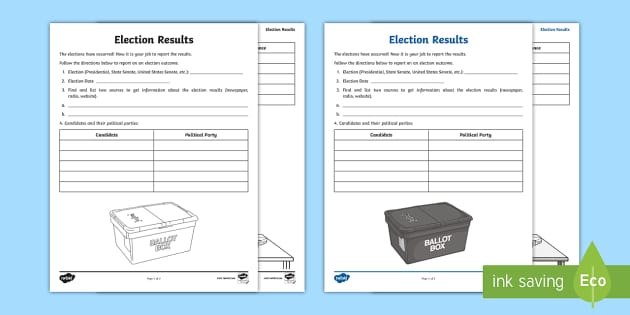 Election Day Results Research and Record Activity - Twinkl