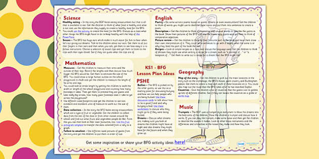 Lesson Plan Ideas - BFG Resources KS1 (teacher made)