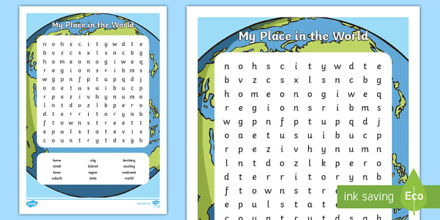 My Place in the World Word Search - Year 3 Geography