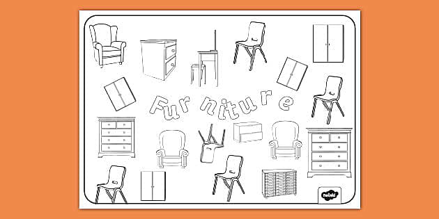 Furniture Doodle Colouring Page (teacher made) - Twinkl