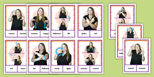 ASL Halloween Clip Cards (l'enseignant a fait) - Twinkl