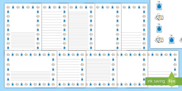 Wash Hands Page Borders - Wash Hands Portrait Page Borders- Portrait Page