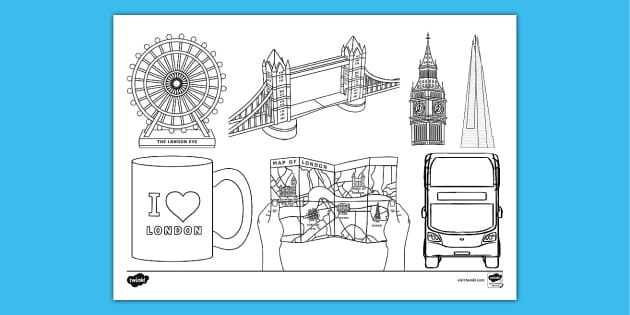 London Doodle Colouring Page (teacher made) - Twinkl