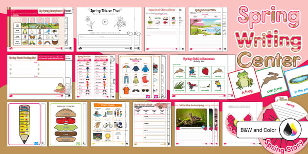 Kindergarten Spring Literacy Writing Center Activity Pack