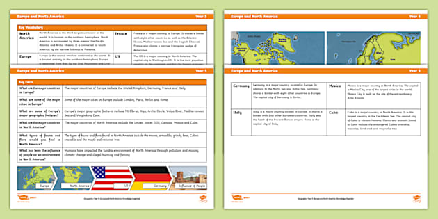Year 5 Geography Europe and North America Knowledge Organiser