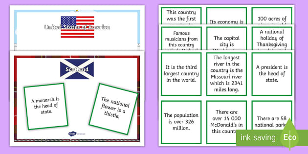 Scotland and the USA Sorting Cards (teacher made)