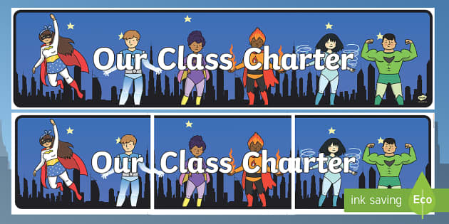 Our Class Charter Superhero-Themed Display Banner - Twinkl
