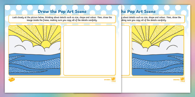 Draw the Pop Art Scene Worksheet (teacher made) - Twinkl