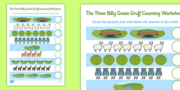The Three Billy Goats Gruff Counting Sheet (teacher made)
