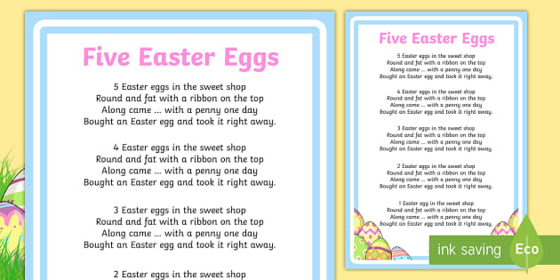 Five Easter Eggs Counting Song Sheet (teacher made) - Twinkl