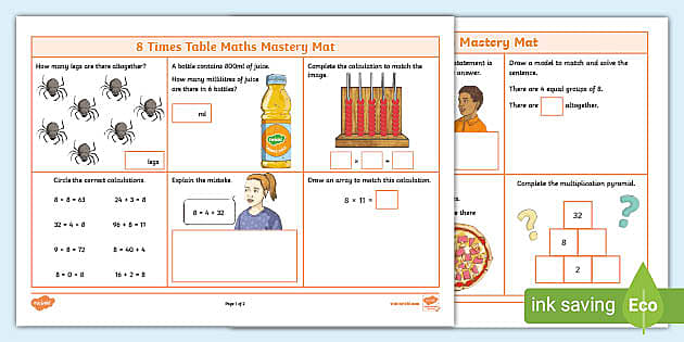 8 Times Table Mastery Mat teacher Made 8 Times Table Mastery Mat teacher Made