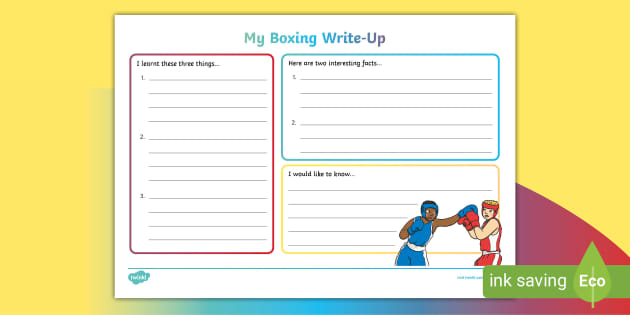 Boxing Write Up Worksheet (teacher made)