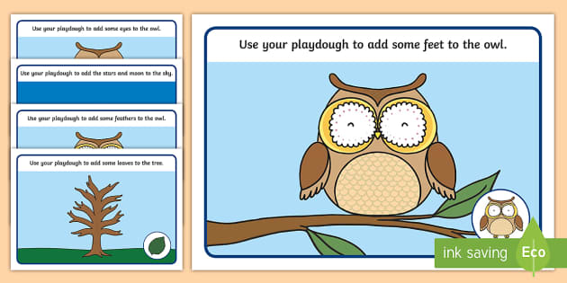 Owl-Themed Modelling Dough Mats (teacher made) - Twinkl
