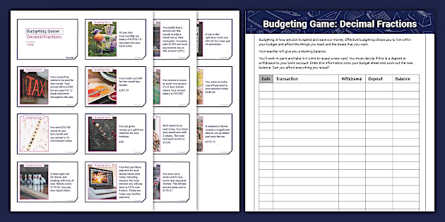 Budgeting Game: Including Personal Finance Products - Twinkl