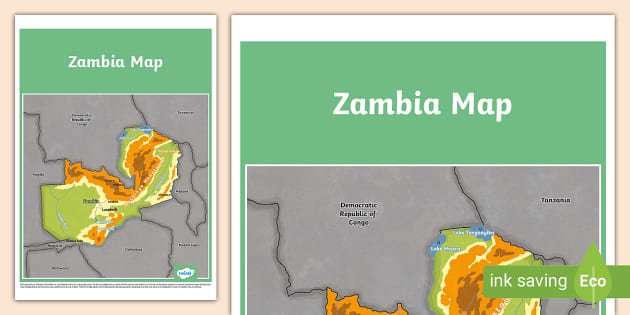 KS2 Republic of Zambia Map (teacher made) - Twinkl