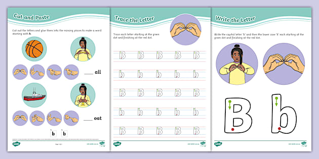 BSL Fingerspelling B Handwriting Activity Pack - Twinkl