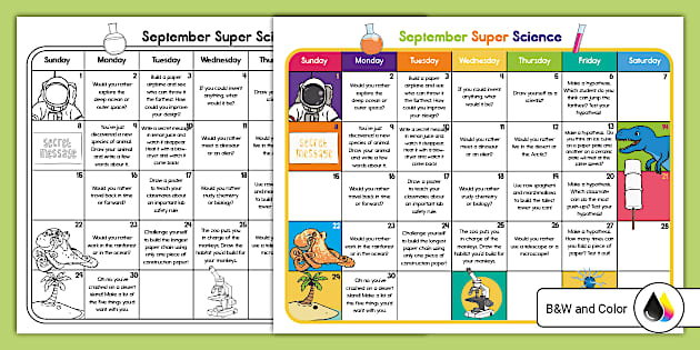 September 2024 Super Science Calendar (teacher made)
