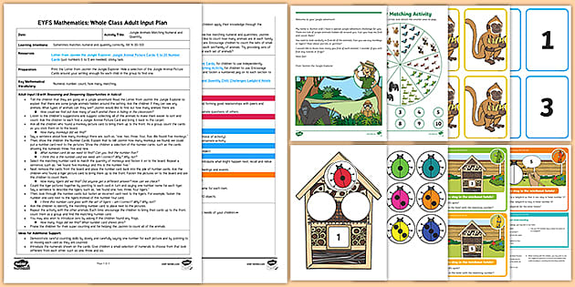 EYFS Maths: Jungle Animals Matching Numeral and Quantity Whole Class Adult