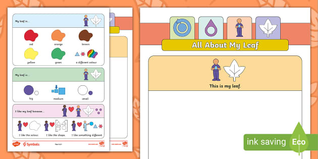 Twinkl Symbols: All About My Leaf Communication Activity