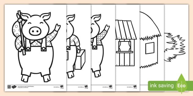 The Three Little Pigs Colouring Sheets (teacher made)