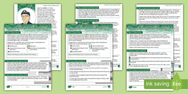 UKS2 Computer Science Education Week Differentiated Reading Comprehension