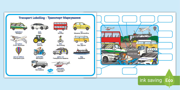 FREE! - Ukrainian Translation Transport Labelling Worksheet