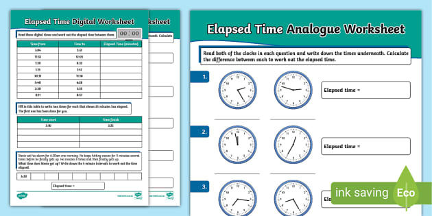 Elapsed Time Worksheet teacher Made 