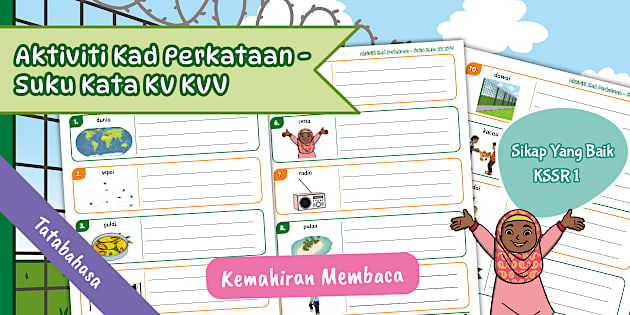 Aktiviti Menulis Ayat - Suku Kata KV KVV
