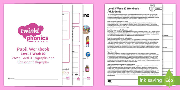 Level 3 Week 10 Phonics Workbook - Primary Resources