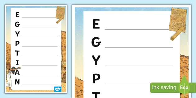 Egyptian Acrostic Poem Template (teacher made) - Twinkl