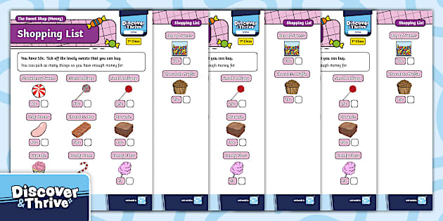 Shopping List Activity Sheets (teacher made) - Twinkl