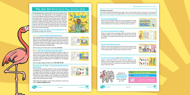 FREE! - The Zoo Vet World Book Day EYFS Activity Ideas