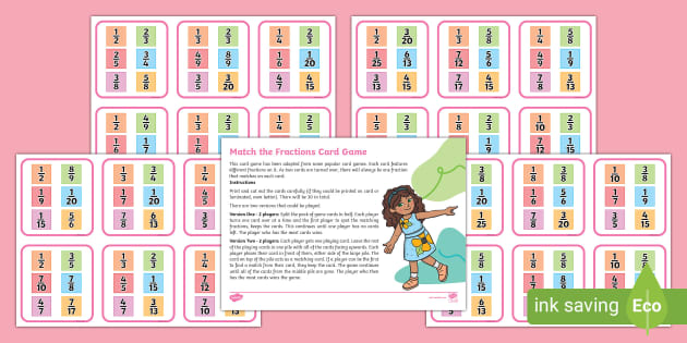 Match the Fractions Card Game (teacher made) - Twinkl