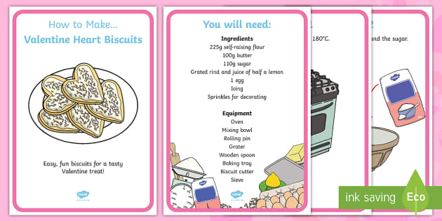 FREE! - Valentine's Day Iced Heart Biscuits Recipe Cards