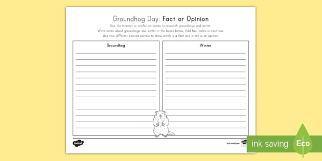 Groundhog Day Fact or Opinion Activity (teacher made)