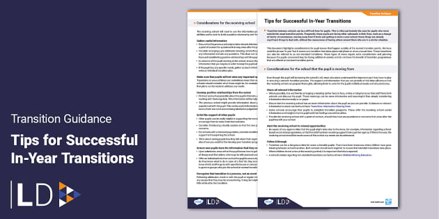 Tips for Successful In-Year Transitions (teacher made)