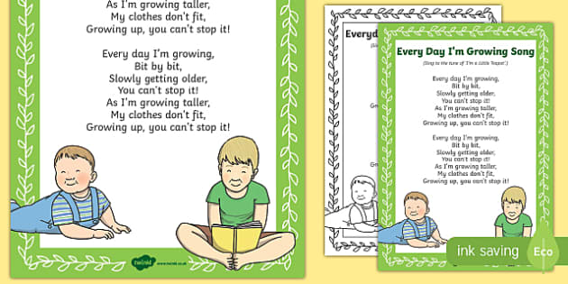 Everyday I'm Growing Song (teacher made) - Twinkl