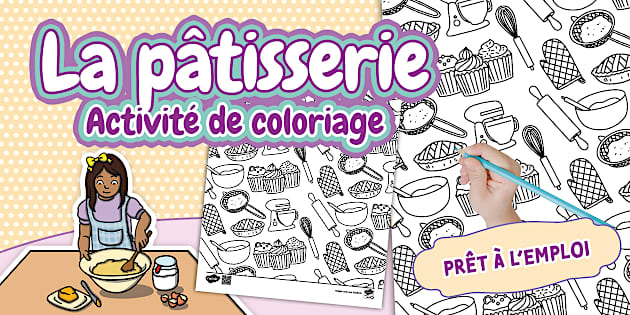 Activité de coloriage : La pâtisserie - Twinkl