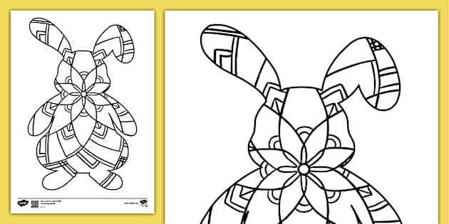 Bunny Mandala Colouring Page (Teacher-Made) - Twinkl