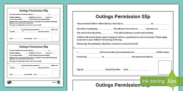 Editable Outings Permission Slip (Hecho por educadores)