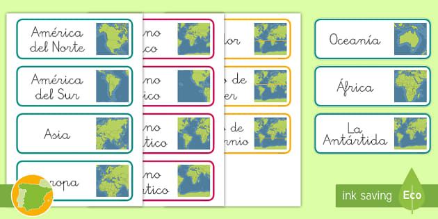 Tarjetas de vocabulario: Las partes del planeta Tierra