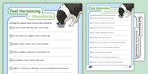 Taal Hersiening – Woordorde (creat de profesori) - Twinkl