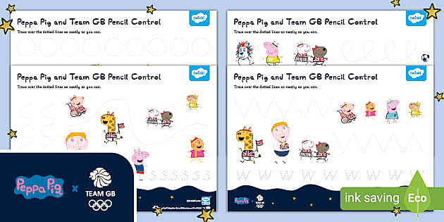 FREE! - Peppa Pig and Team GB Pencil Control Sheets - Twinkl