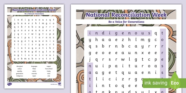 National Reconciliation Week: Be A Voice for Generations Word Search 3-6