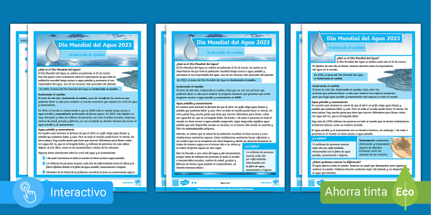PDF interactivo: Día Mundial del Agua - Comprensión lectora por niveles