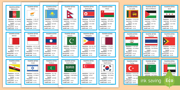 Asian Countries Card Game (teacher made)