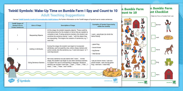 Twinkl Symbols: Wake Up on Bumble Farm I Spy and Count to 10
